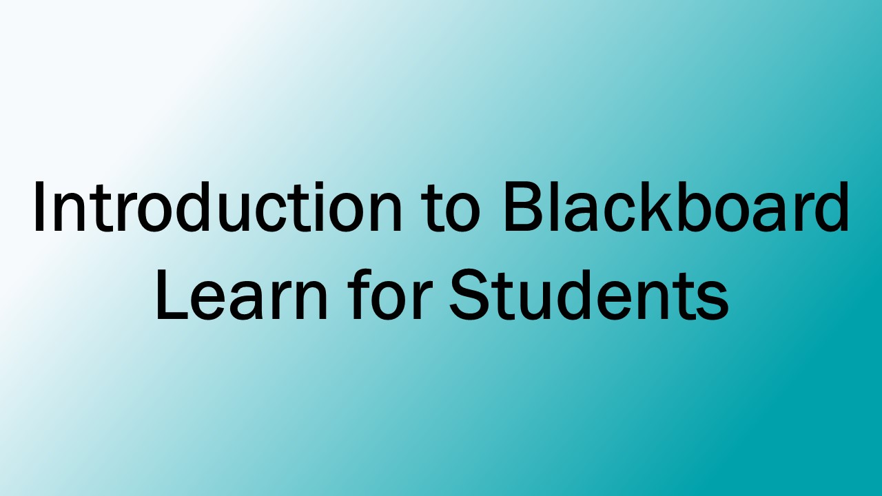 Blackboard: An Introduction (updated 11/2021)
