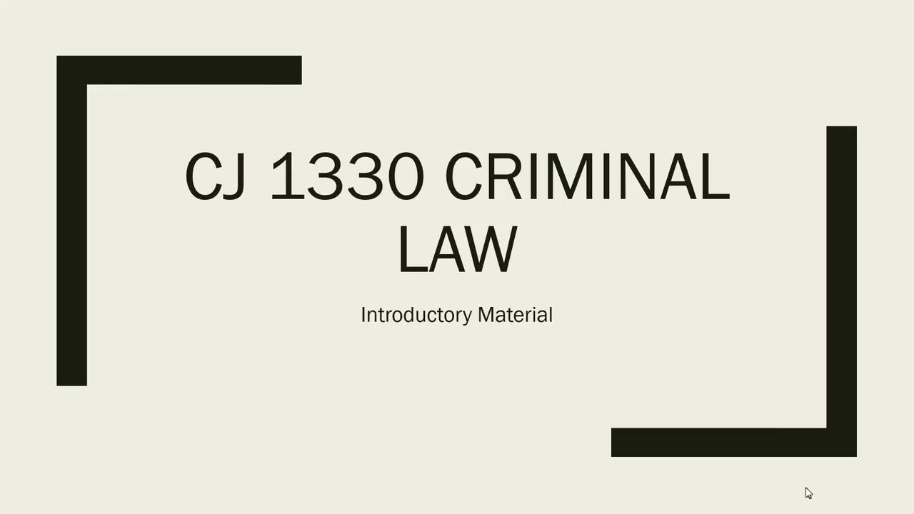 CJ 1330 Introductory Definitions