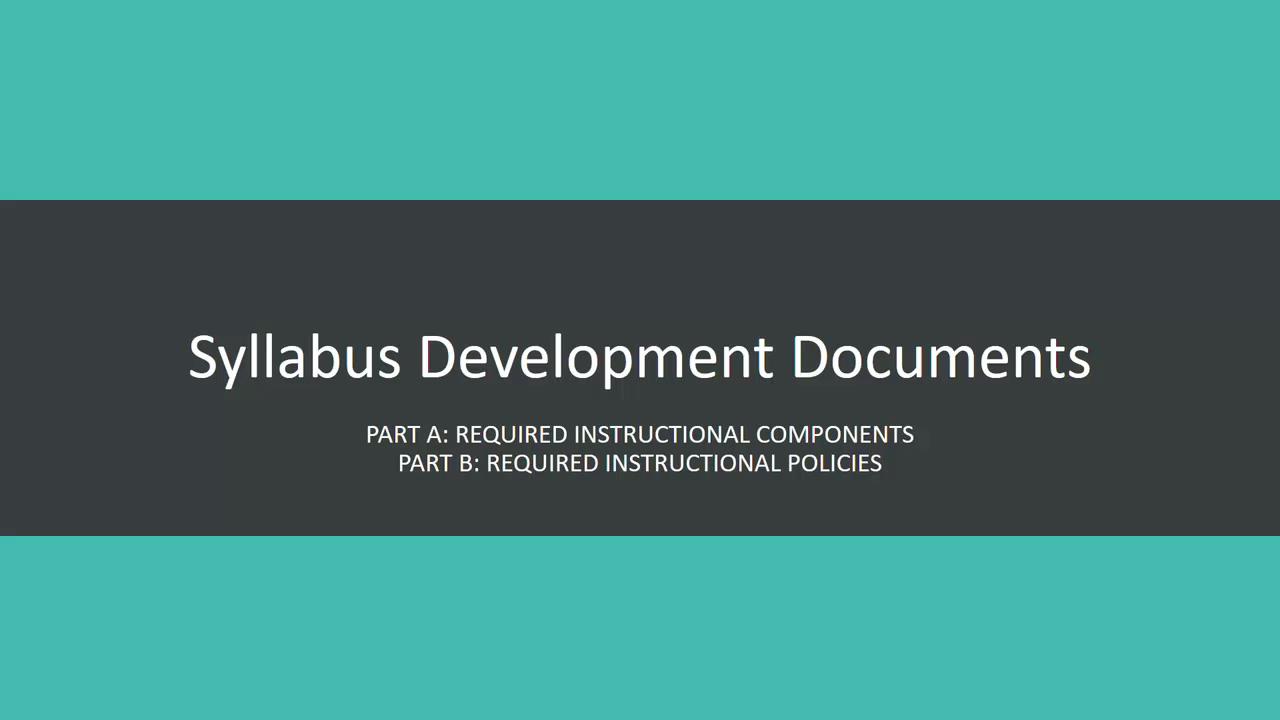 Syllabus Development Document Training